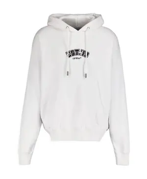 Off-White Cotton Hoodie With Graphic Prints