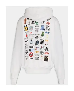 Off-White Cotton Hoodie With Graphic Prints