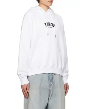 Off-White Cotton Hoodie With Graphic Prints