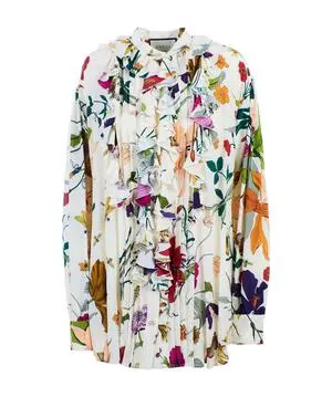 GUCCI Gucci Ruffle Trim Floral Print Shirt