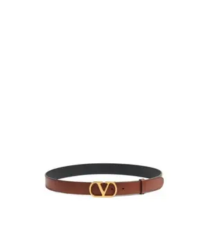 Valentino Garavani Vlogo Signature Buckled Belt - Dark Caramel