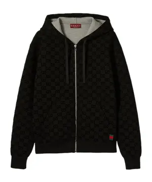 Gucci Monogrammed Zip-up Hoodie - Black