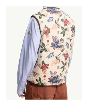 Moncler Reversible Floral Down Vest - White/green