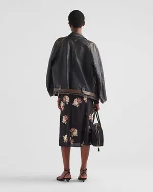 Prada Floral Print Long Sleeve Midi Dress