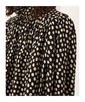 Chloé Maxi Gathered High-neck Blouse - Black/beige
