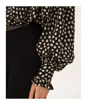 Chloé Maxi Gathered High-neck Blouse - Black/beige