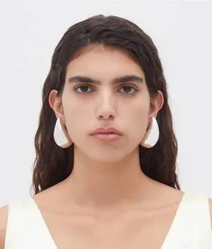 Bottega Veneta Drop Earrings With Logo Detail - White