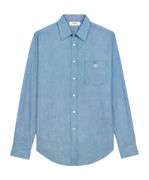 Celine Loose Shirt In Chambray Cotton - Navy / Denim Blue