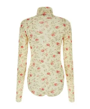 Prada Floral Print Long Sleeve Bodysuit