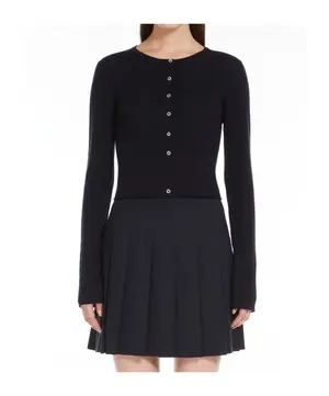 Max Mara Cropped Cardigan With Logo And Round Neck - Blue