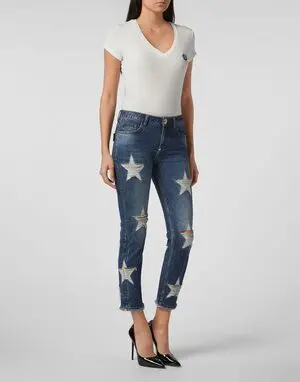 Philipp Plein Embellished Star Detail Jeans