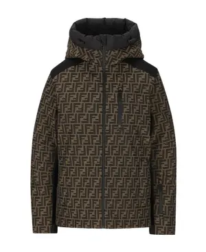 Fendi Ff Motif Zip-up Hooded Jacket - Black
