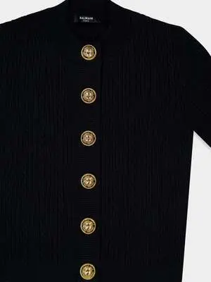 Balmain Button Embellished Knitted Cardigan - Black