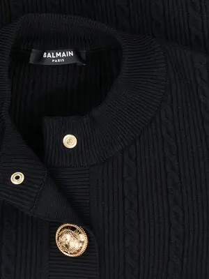 Balmain Button Embellished Knitted Cardigan - Black