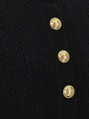 Balmain Button Embellished Knitted Cardigan - Black