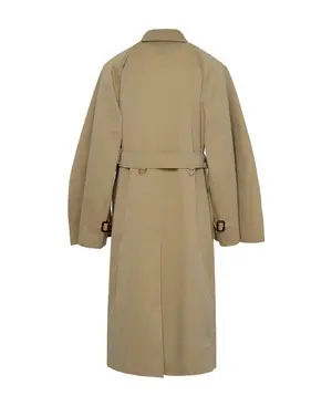 Burberry Double-breasted Belted Coat With Signature Check Details - Brown