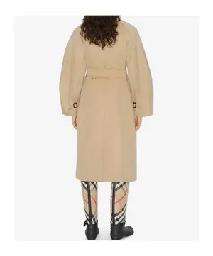 Burberry Double-breasted Belted Coat With Signature Check Details - Brown