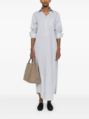 Celine Long Striped Cotton Shirt Dress - No