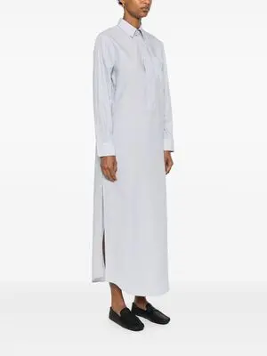 Celine Long Striped Cotton Shirt Dress - No