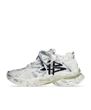 Balenciaga Runner Lace-up Sneakers With Side Logo Print - White/black