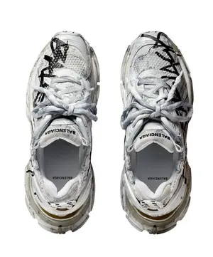 Balenciaga Runner Lace-up Sneakers With Side Logo Print - White/black
