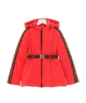 Fendi Padded Monogram Print Jacket With Belt