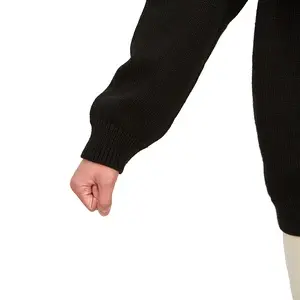 FAMILY FIRST V-neck Long-sleeve Sweater With Ribbed And Cable Knit Details