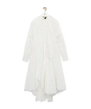 Loewe Cotton Shirt Dress With Lace Details