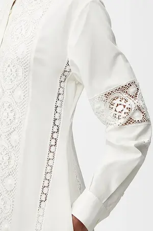 Loewe Cotton Shirt Dress With Lace Details