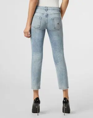 Philipp Plein Logo Detail Distressed Jeans