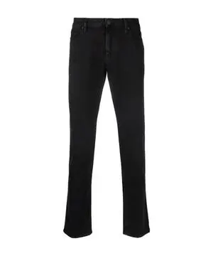 Emporio Armani Low-rise Slim-cut Straight-leg Jeans - Black
