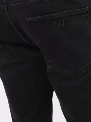 Emporio Armani Low-rise Slim-cut Straight-leg Jeans - Black