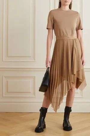 Givenchy Asymmetrical Pleated Georgette Dress