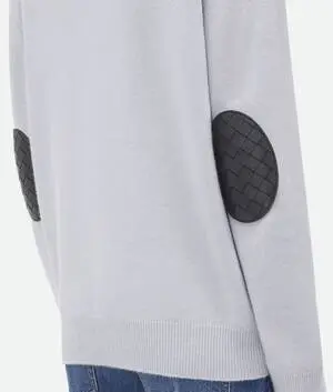 Bottega Veneta Relaxed Fit Cardigan With Intreciato Leather Patch Details - White