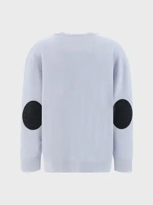 Bottega Veneta Relaxed Fit Cardigan With Intreciato Leather Patch Details - White