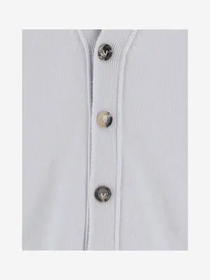 Bottega Veneta Relaxed Fit Cardigan With Intreciato Leather Patch Details - White