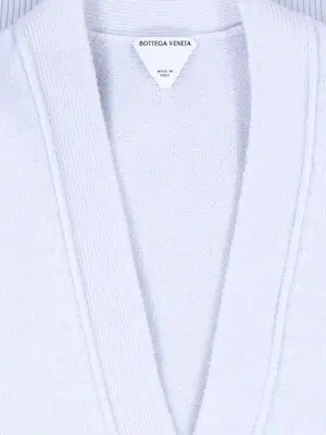 Bottega Veneta Relaxed Fit Cardigan With Intreciato Leather Patch Details - White