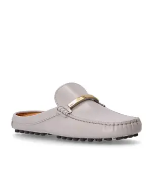 TOD'S Logo Engraved Slip-on Sandals - Grey