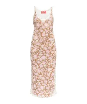 DIESEL® Floral Ribbed Dress - Nude