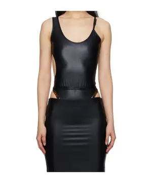 Versace Strapless Asymmetrical Jumpsuit With Logo Hardware