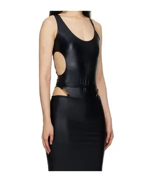 Versace Strapless Asymmetrical Jumpsuit With Logo Hardware