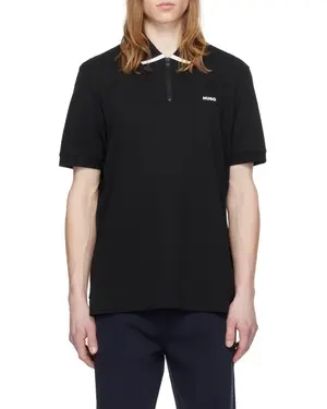 Hugo Boss Short-sleeved Half-zipped Polo Shirt - Black