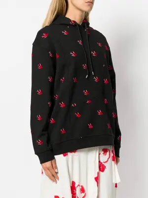 Alexander McQueen Swallow Print Hooded Sweater