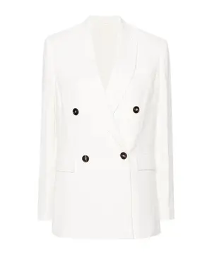 Brunello Cucinelli Peak Lapel Double-breasted Blazer - White