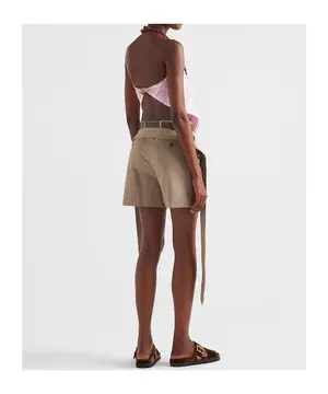 Prada Belted Gabardine Shorts