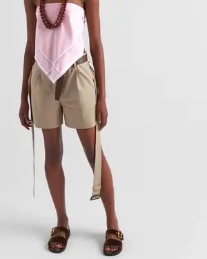 Prada Belted Gabardine Shorts