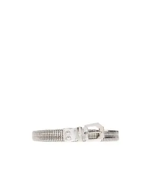 Versace Logo Engraved Buckle Belt - White