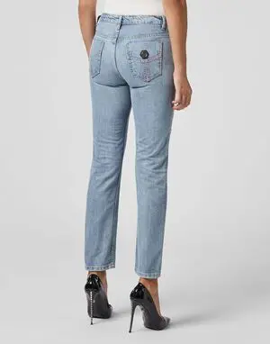 Philipp Plein Distressed Logo Detail Jeans