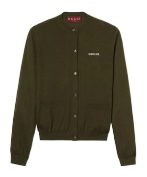 Gucci Cashmere Silk Cardigan With Intarsia Logo