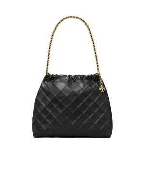 Tory Burch Fleming Drawstring Hobo Bag - Black